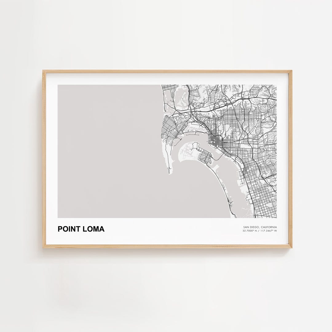 Point Loma Landscape Map Print, Point Loma San Diego Modern Map Poster ...