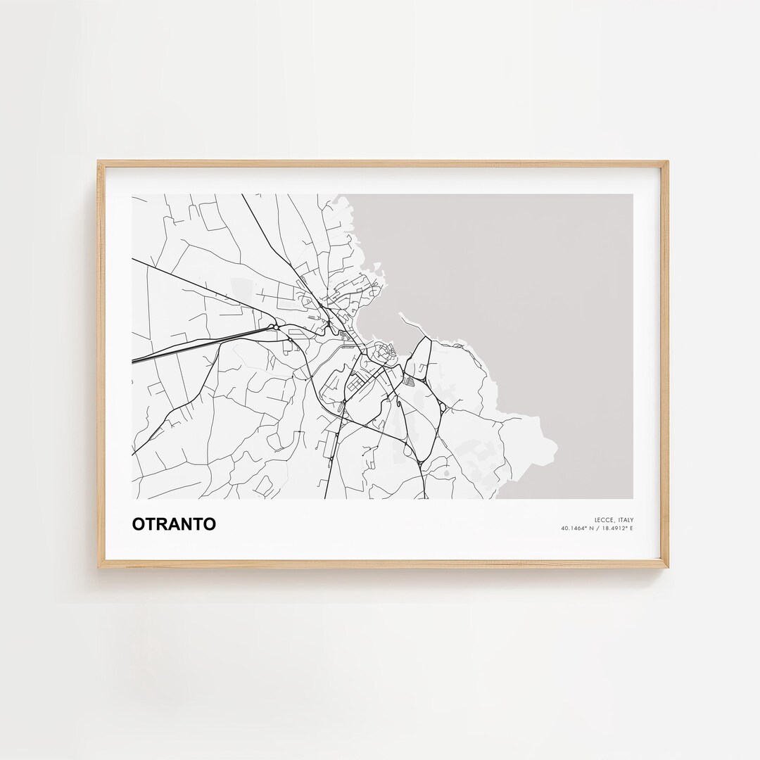 Otranto Landscape Map Print, Otranto Lecce Modern Map Poster, Otranto ...