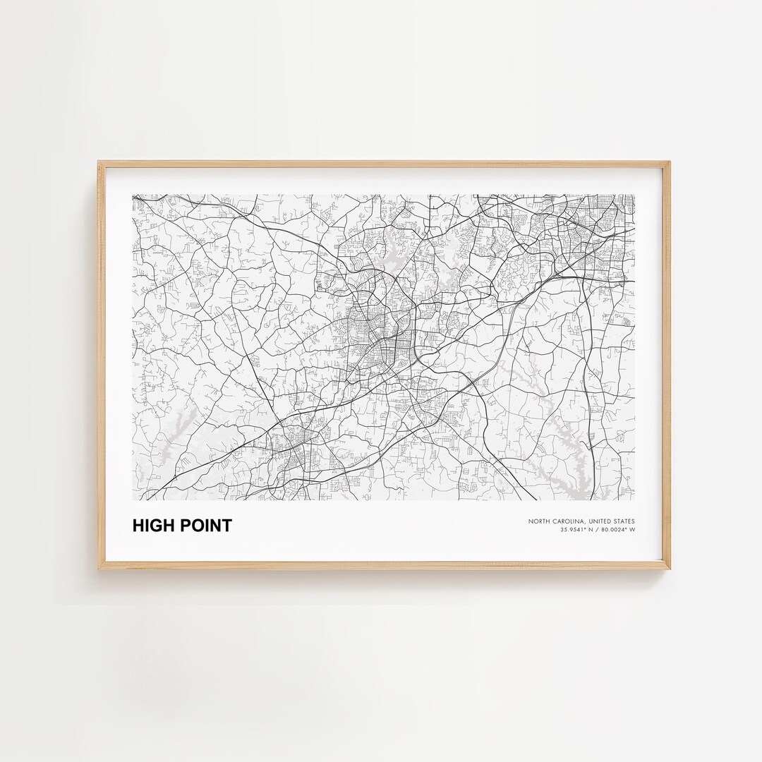 High Point Landscape Map Print, High Point North Carolina Modern Map ...