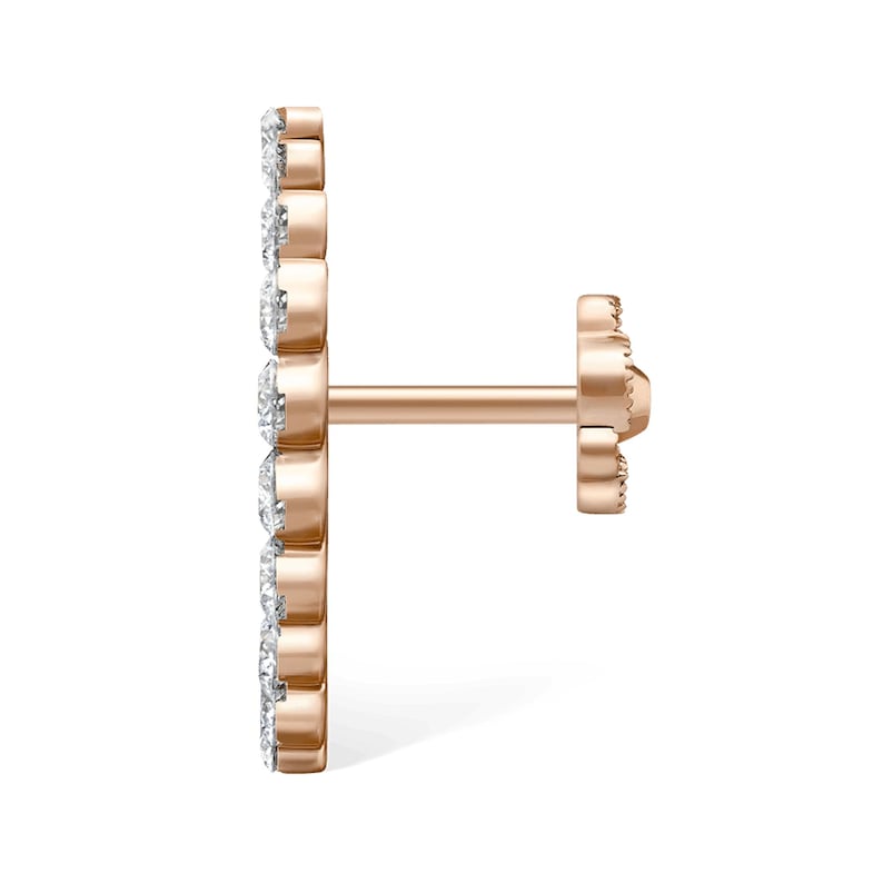 Invisible Set Diamond Apsara Curve Threaded Stud Earring. - Etsy