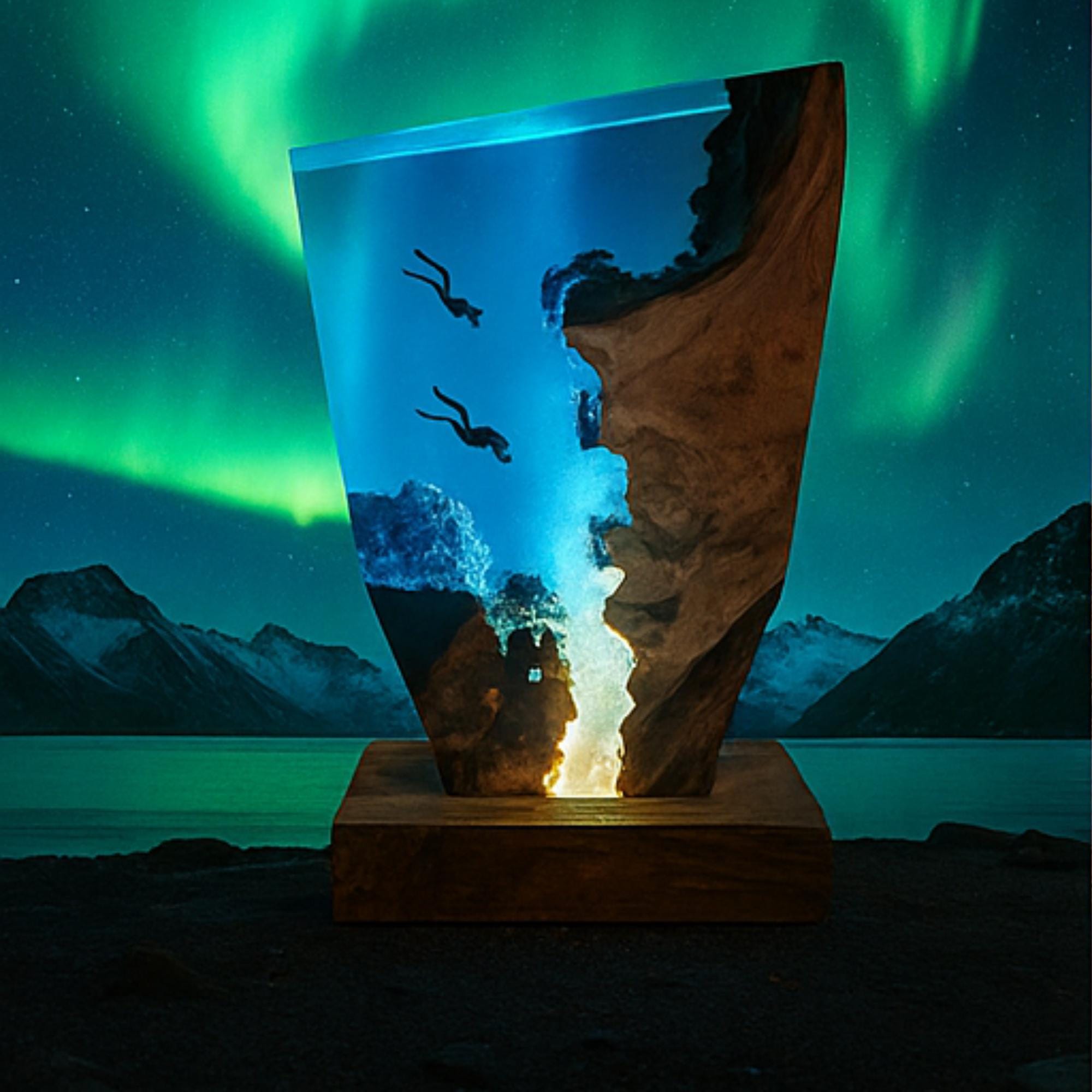 Seabed Resin Table Lamp: Diver Cave Design, USB Powered Night Light - Etsy