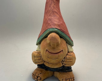 Hand Carved Wooden Gnome. - Etsy