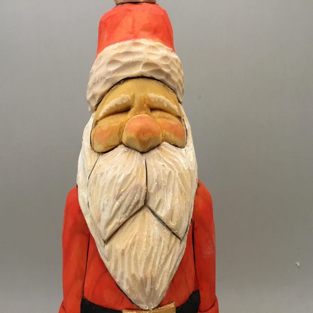 Hand Carved Collectible Santa Claus Woodcarving Hand Made Christmas ...