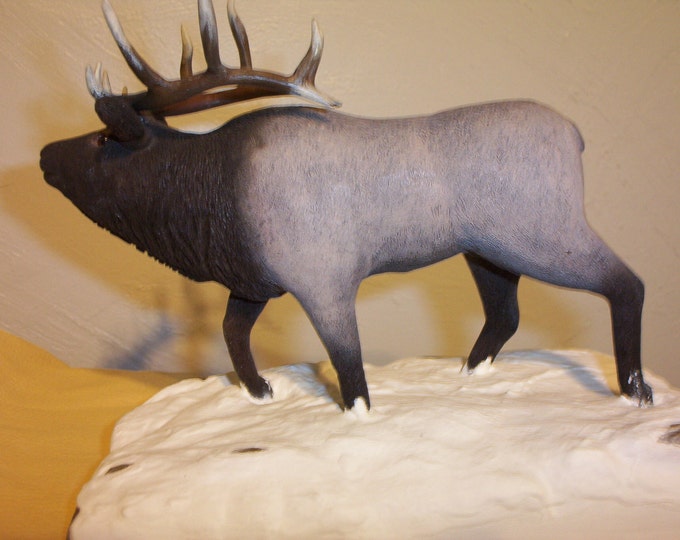 Wood Carving Rocky Mountain Elk Collectible Nature Wildlife Figurine ...