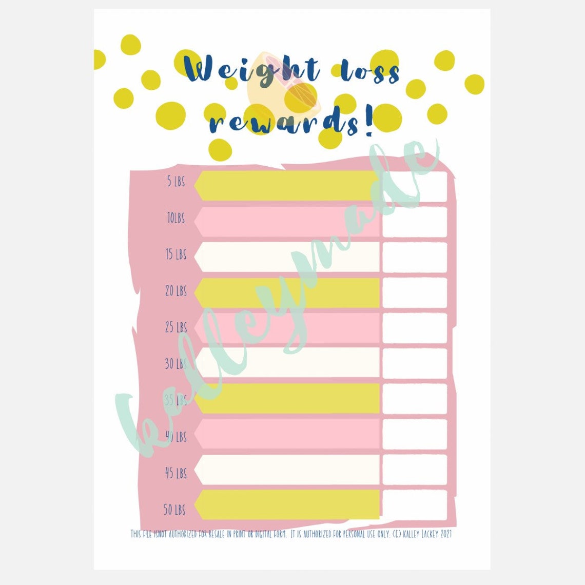 Weight Loss Tracker Weekly Weigh in Rewards PRINTABLE DIGITAL - Etsy