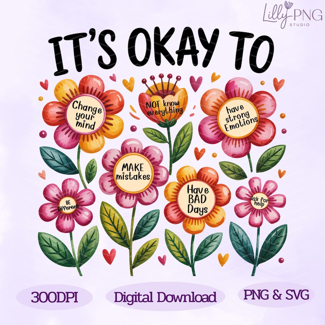 Positive Affirmation Flowers PNG, Floral Png, Mental Health ...