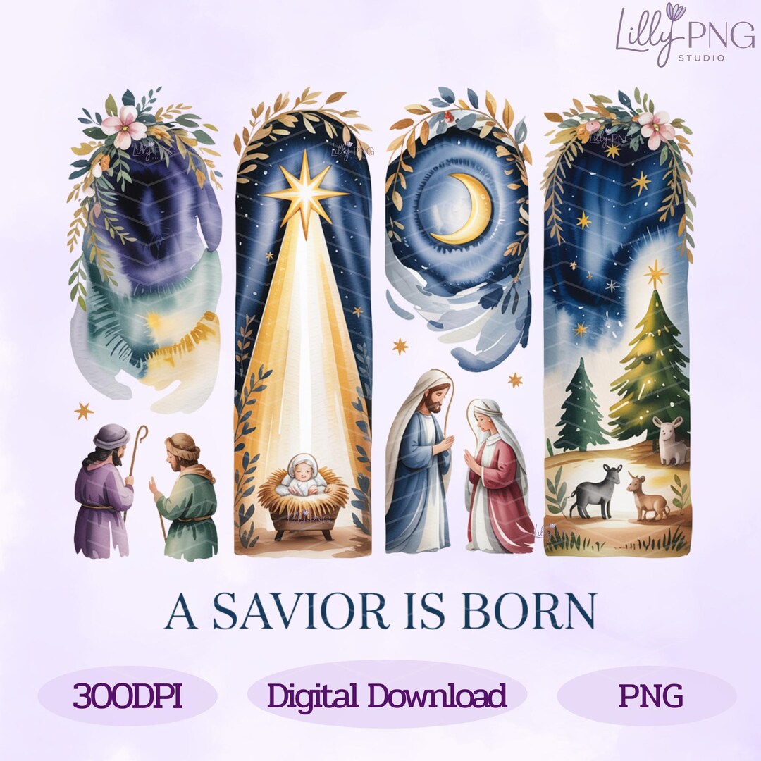 A Savior is Born PNG, Christian Nativity Scene Clipart, Holy Night ...