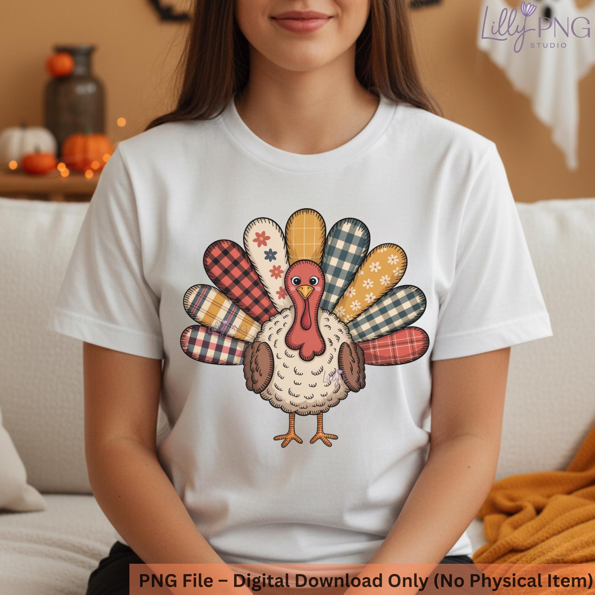 Patchwork Turkey PNG, Farmhouse Thanksgiving Clipart, Rustic Fall Plaid ...
