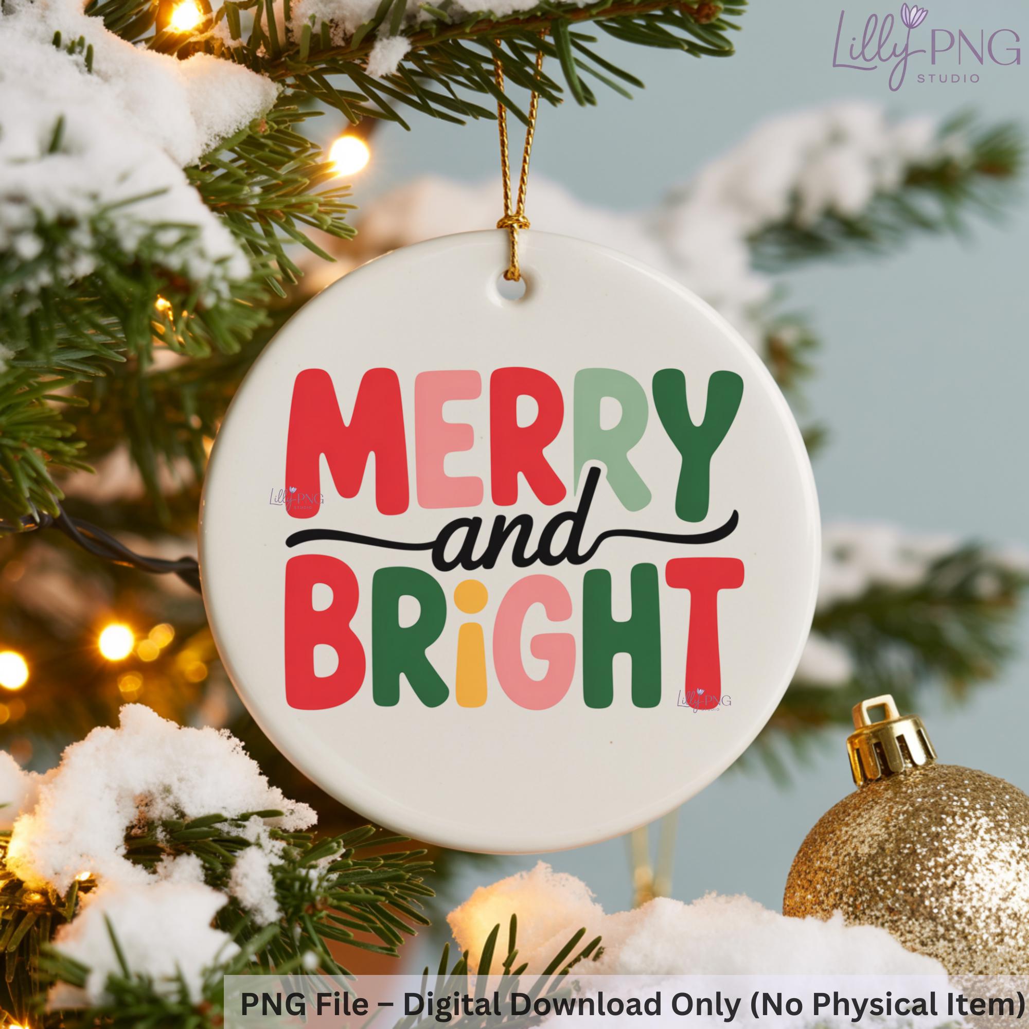 Merry and Bright PNG, Retro Christmas Quote Design, Bold Holiday ...