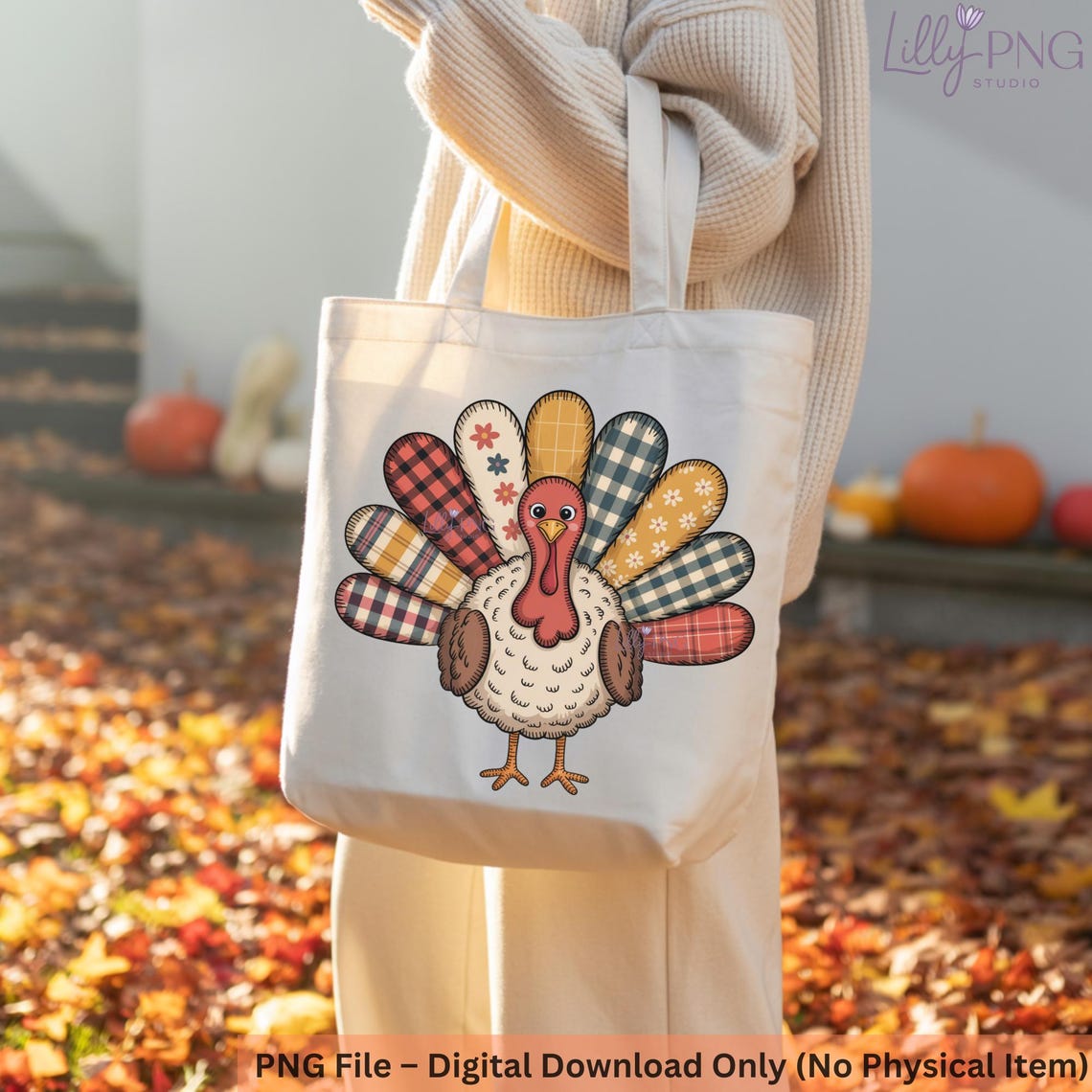 Patchwork Turkey PNG, Farmhouse Thanksgiving Clipart, Rustic Fall Plaid ...