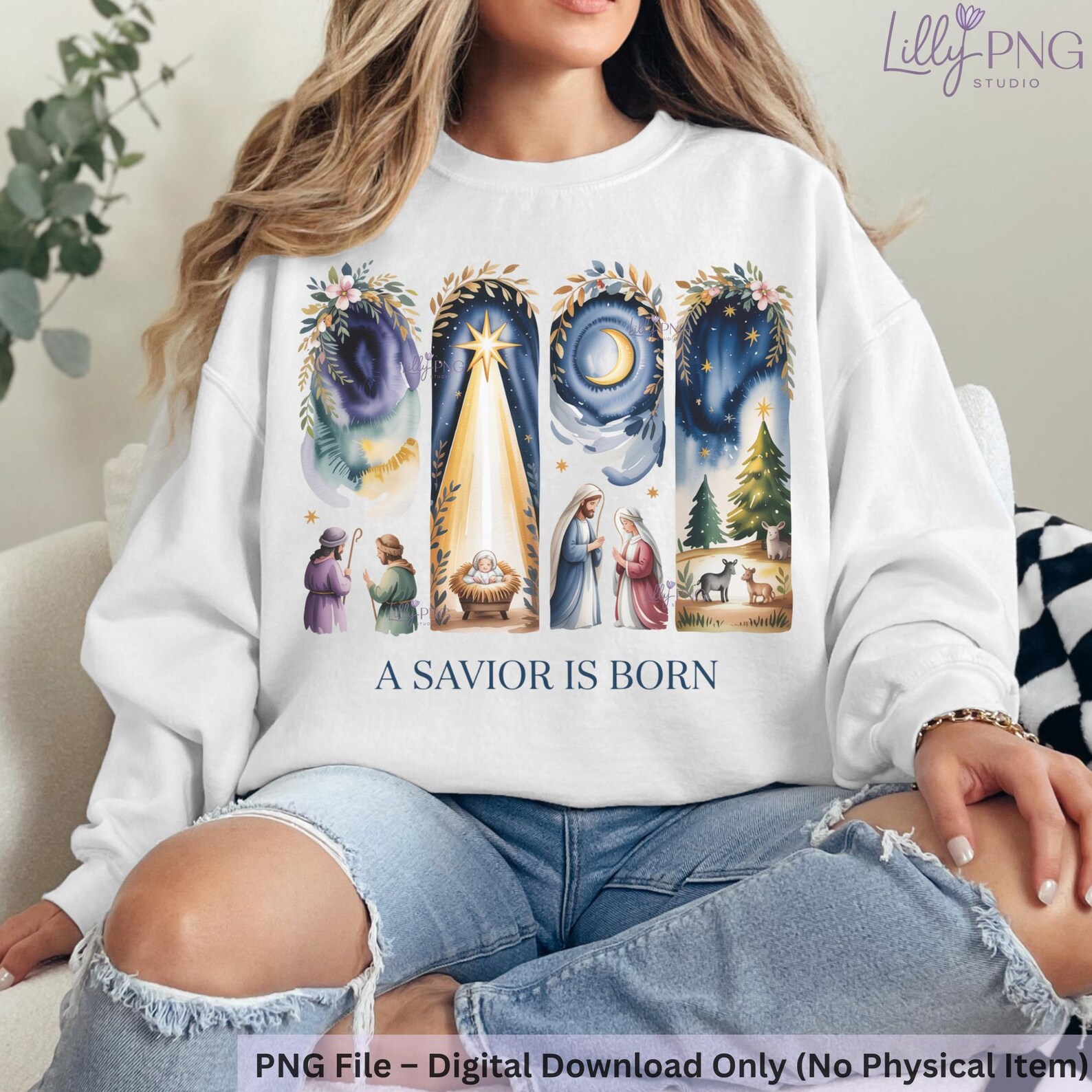 A Savior is Born PNG, Christian Nativity Scene Clipart, Holy Night ...