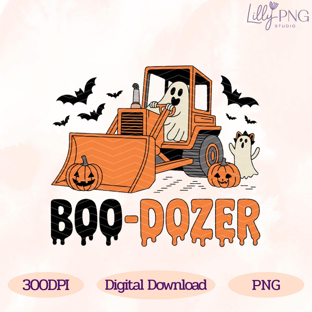 Halloween Boo Dozer PNG, Cute Ghost Bulldozer Clipart, Spooky Pumpkin ...