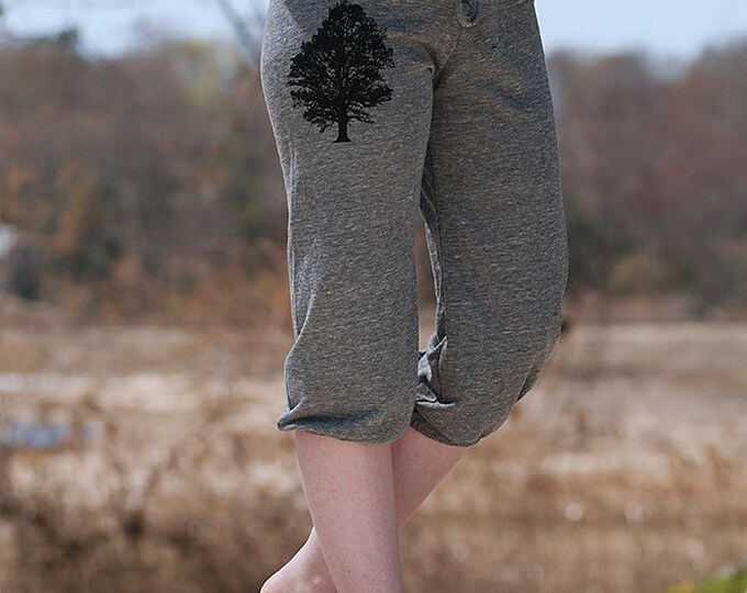 Sittin Under the Oak Tree Cropped Pants, Yoga Pants, Grey Pants, Pajama ...