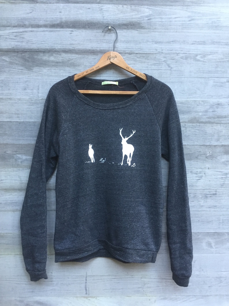 Hand Printed Deer Sweatshirt: Cozy Fleece Winter Top - Etsy Canada