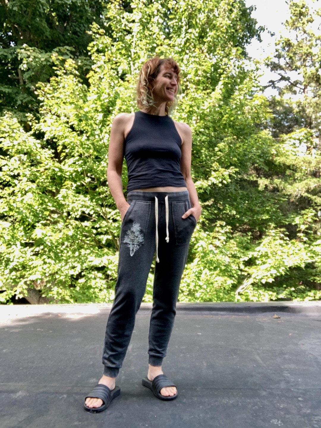 Eco Friendly Joggers With a Tree, Vacation Pants, Cozy Pants, Pewter ...