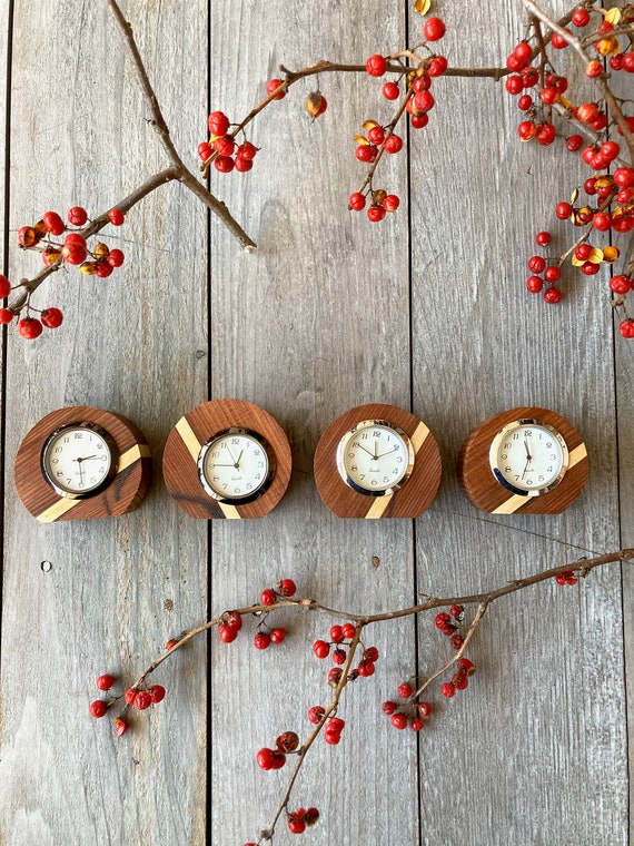 Tiny Wood Clock Desk Clock Reclaimed Wood Bedside Clock | Etsy
