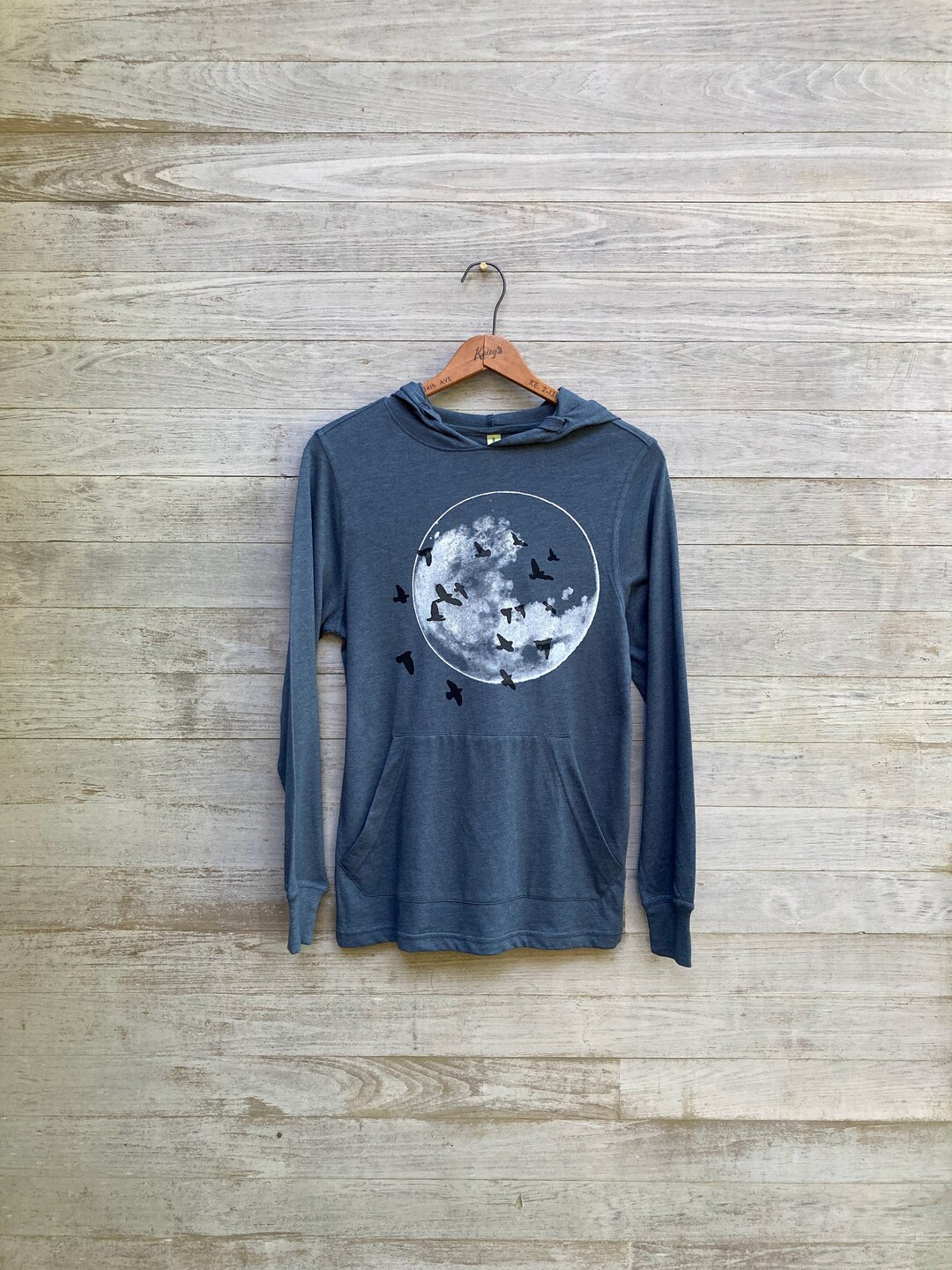 Full Moon Organic Cotton Hoodie: Navy Blue Lightweight Top - Etsy