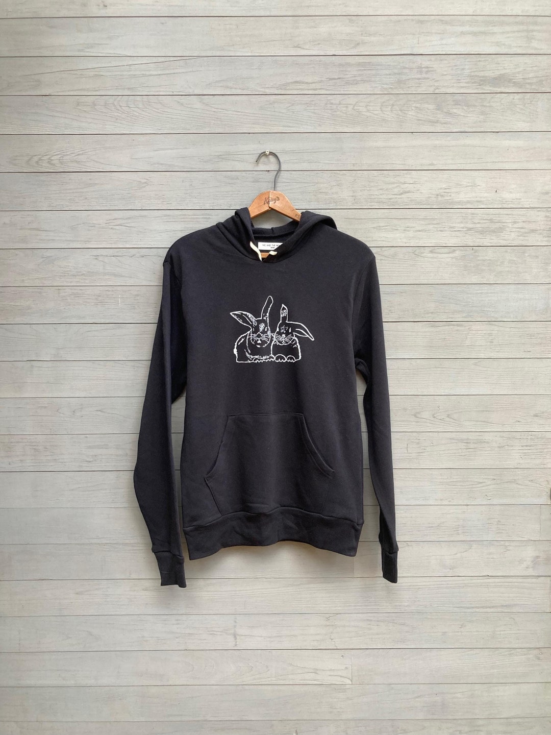 Black Rabbit Hoodie: Hand Silkscreened Cotton Blend, Unisex Fit - Etsy