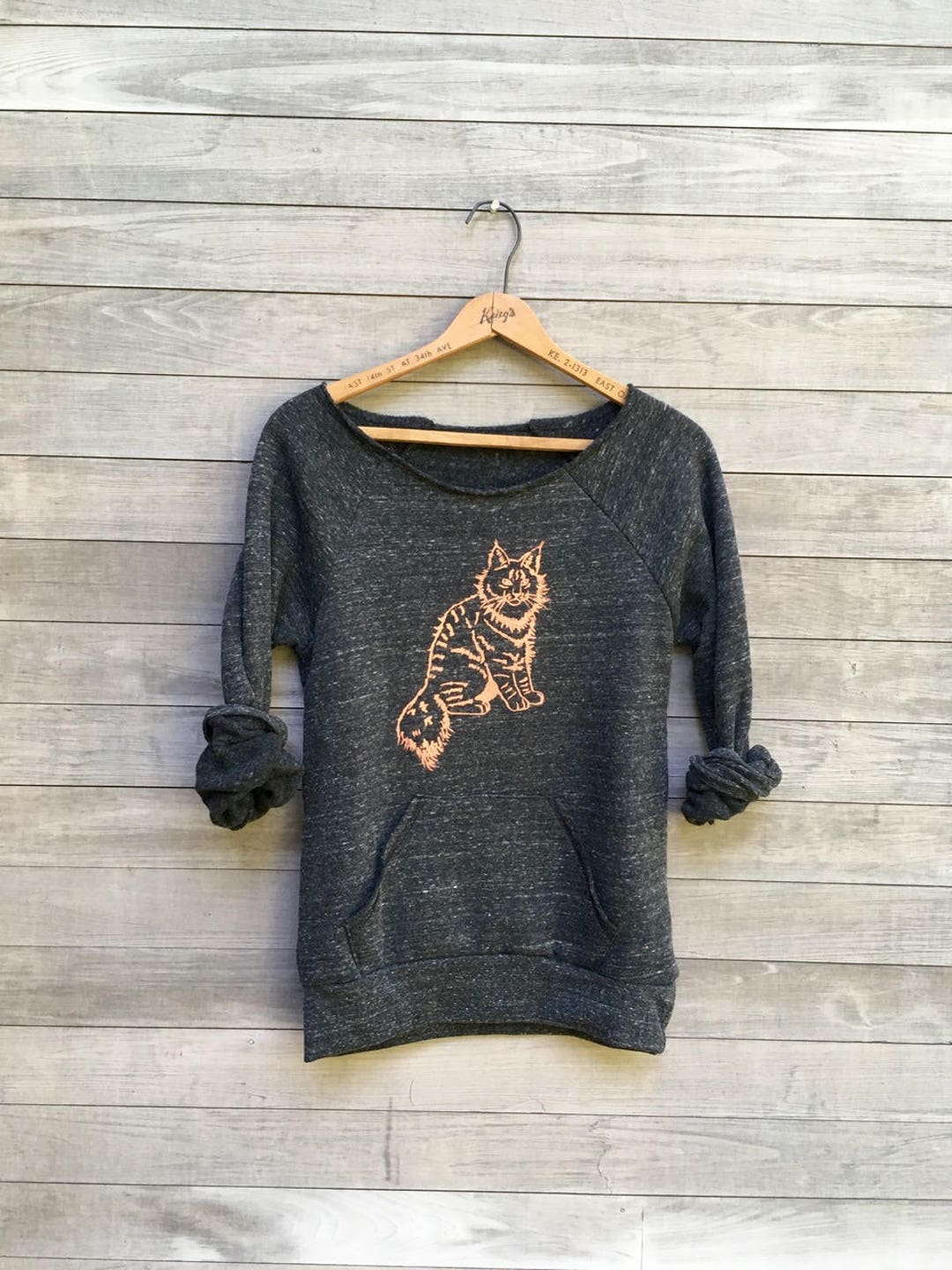 Organic Cotton Cat Sweatshirt, Maine Coon Shirt, Kitty Gift, Cat ...