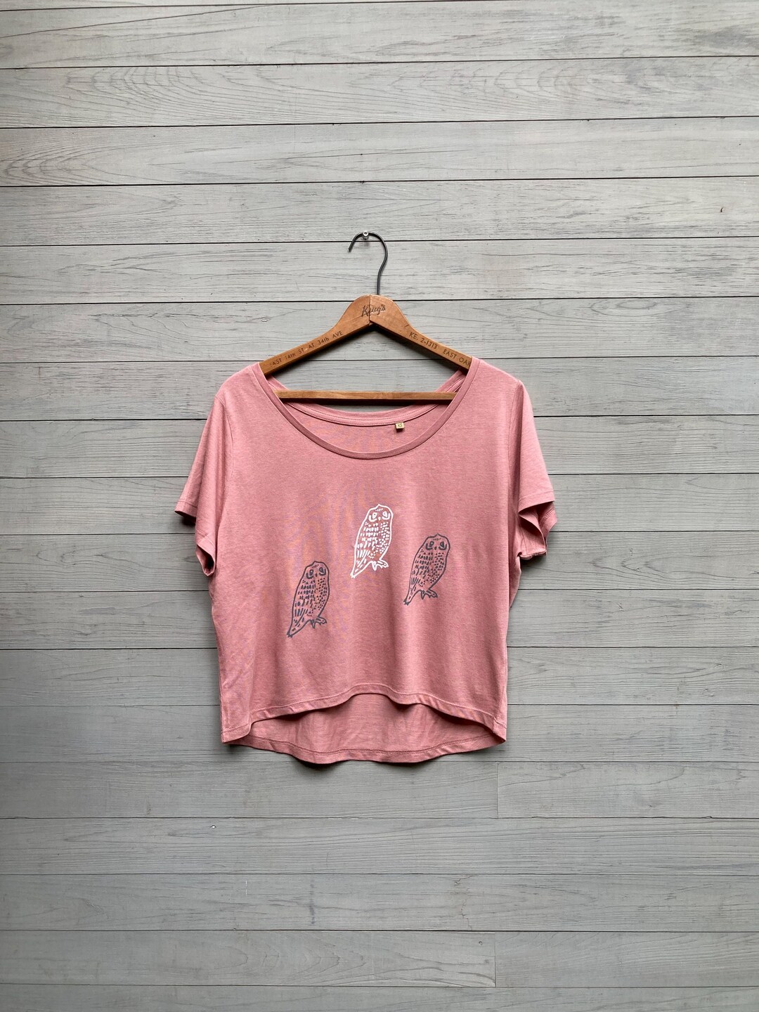 Baby Owls Cropped Shirt in Organic Cotton, Blousy Top, Pink Shirt - Etsy
