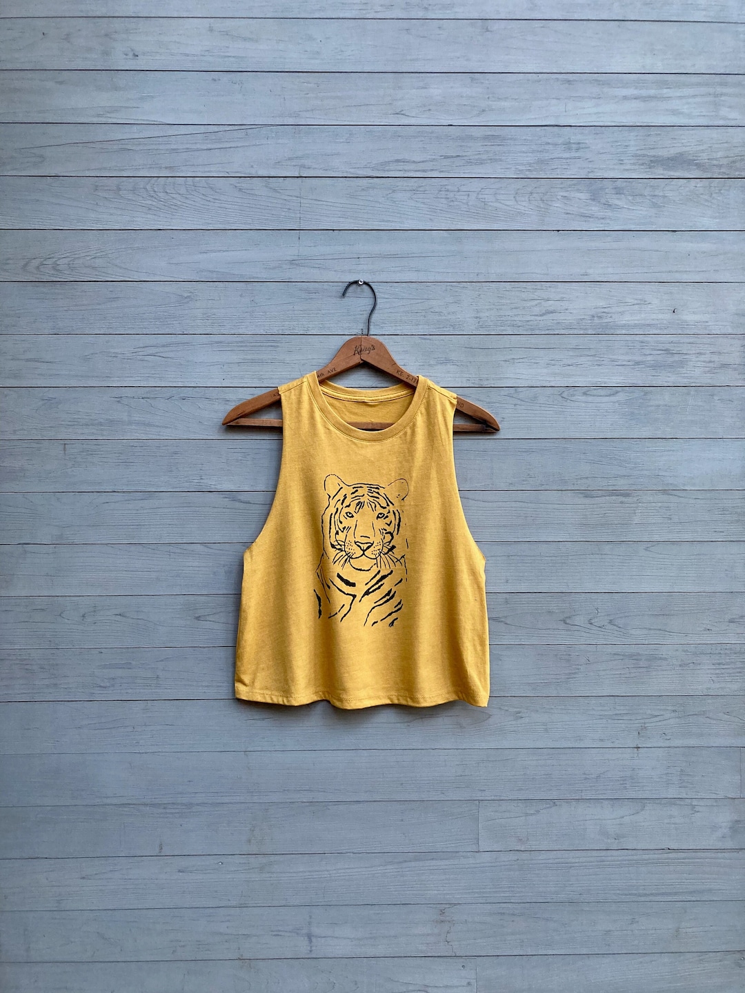 Yellow Tiger Print Cropped Tank Top: Yoga Gym Shirt - Etsy