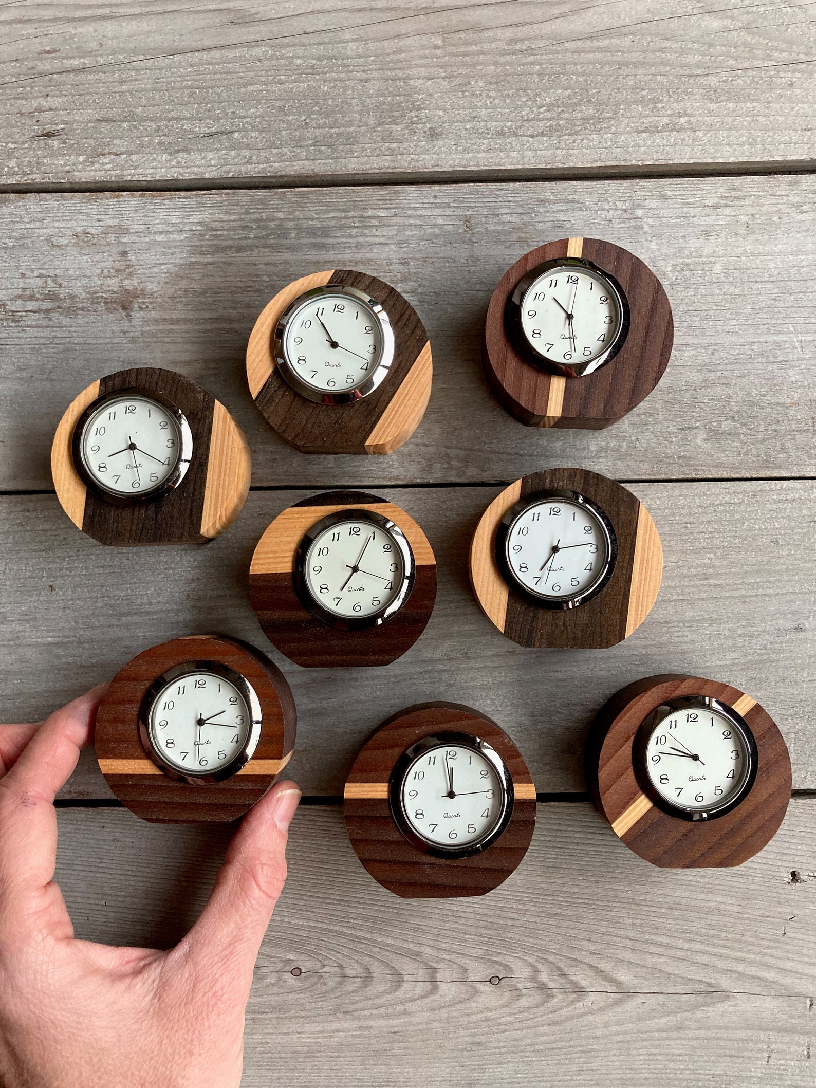 Tiny Wood Clock Desk Clock Reclaimed Wood Bedside Clock - Etsy