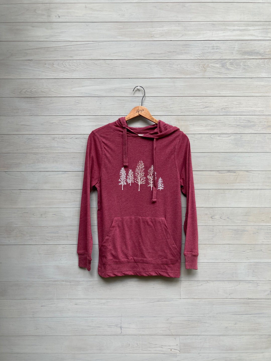 Winter Trees Pullover in Organic Cotton, Lightweight Hoodie, Hiking Top ...
