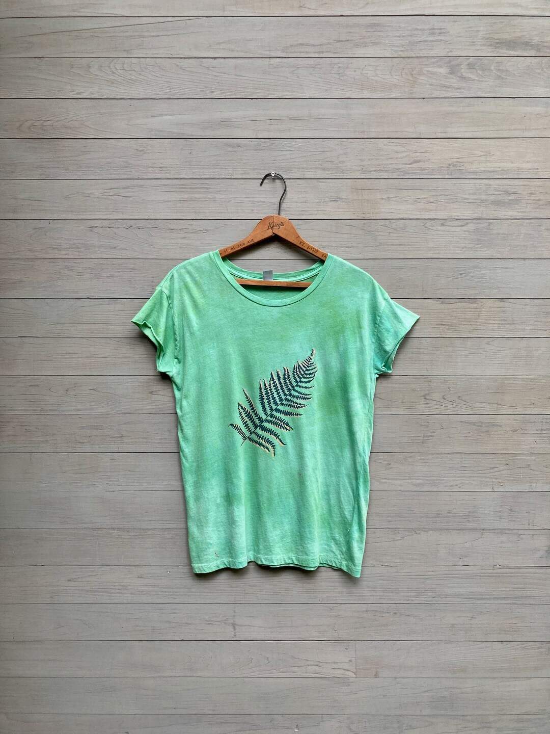 Hand Dyed Fern Tee in Organic Cotton, Loose Fitting Tee, Vintage Soft ...