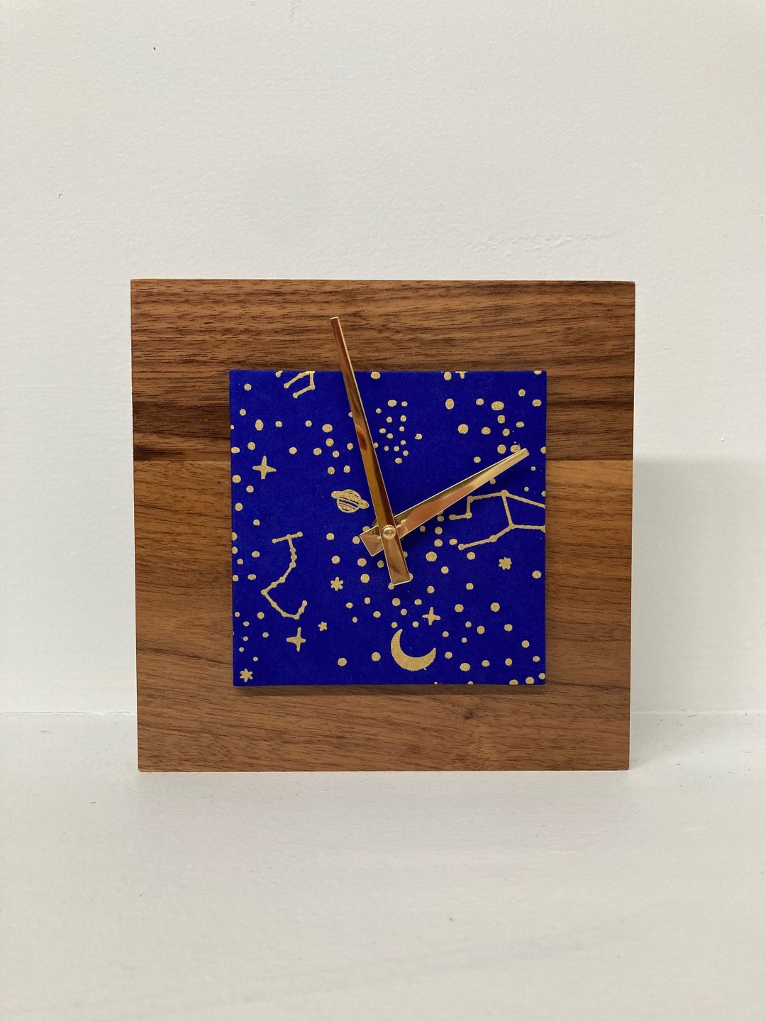 Celestial Clock, Cobalt Blue Clock, Reclaimed Wood Clock, Minimalist ...