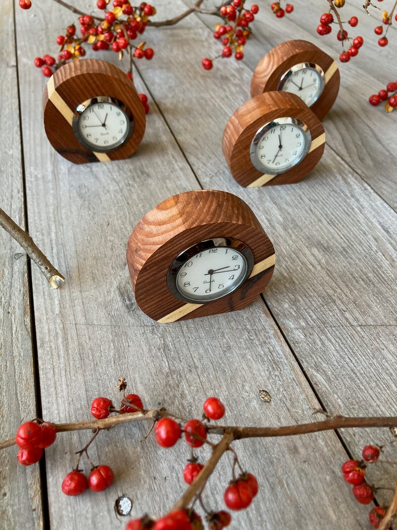 Tiny Wood Clock Desk Clock Reclaimed Wood Bedside Clock | Etsy