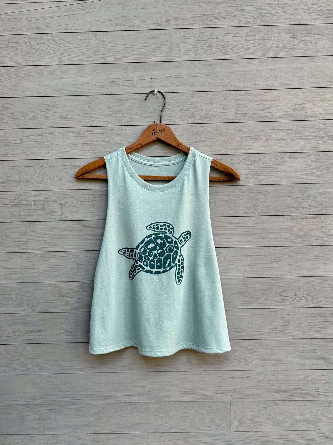Sea Turtle Crop Tank Top: Pale Mint Green, Yoga Workout Top - Etsy