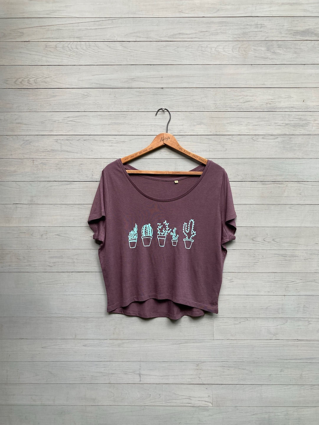 Cactus Cropped Shirt in Organic Cotton, Blousy Top, Scoop Neck Shirt - Etsy