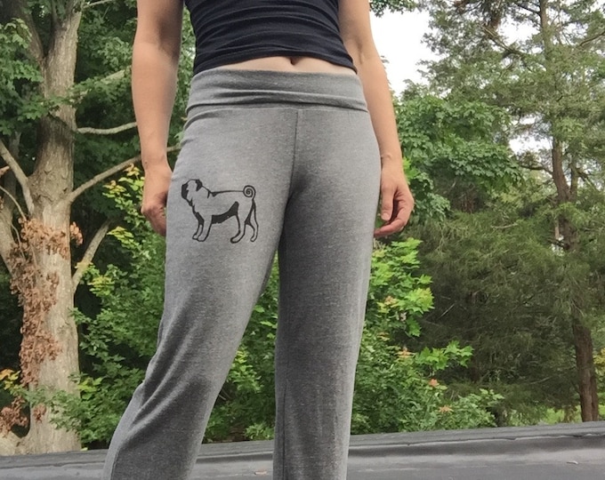 Cute as a Button Pug Pants, Yoga Pants, Lounge Pants, Comfy Pants, Pug ...