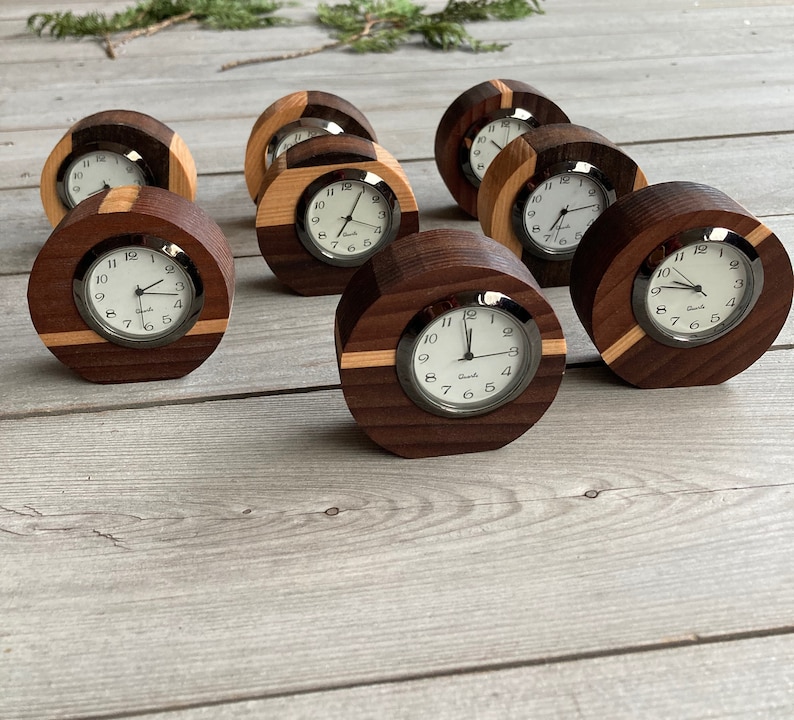 Tiny Wood Clock Desk Clock Reclaimed Wood Bedside Clock - Etsy