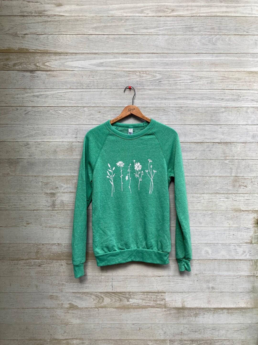 FINAL SALE Wild Flower Sweatshirt, Unisex XS, Green Sweatshirt - Etsy