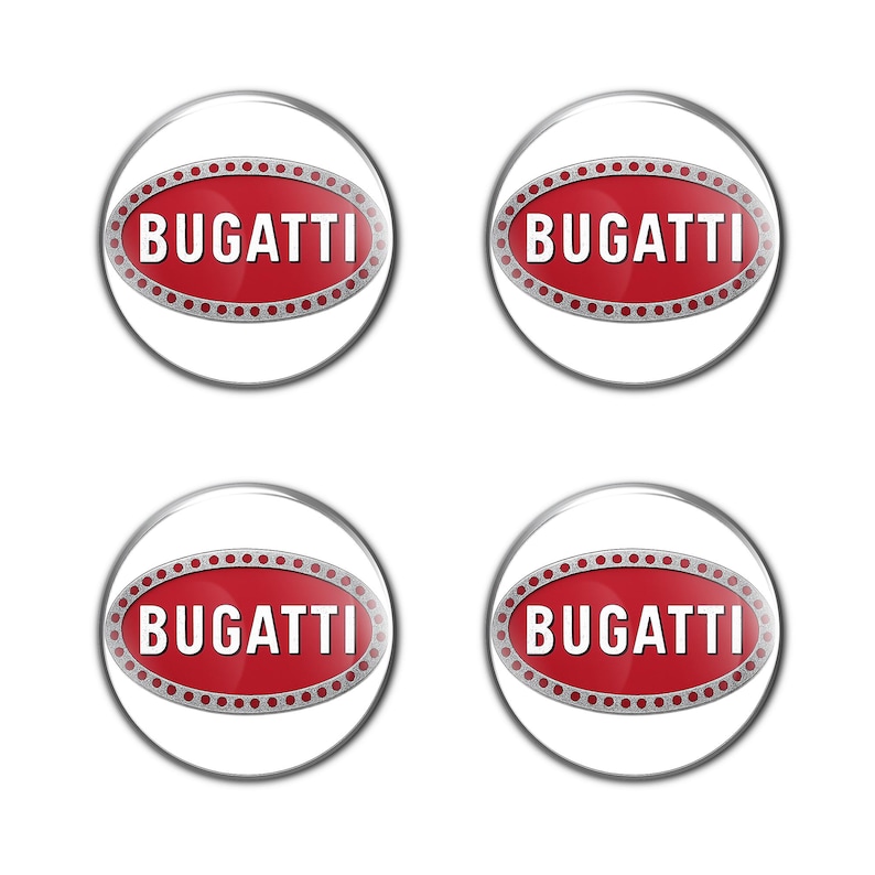 Bugatti Rim Stickers 4pc Glossy Wheel Center Cap Hub Epoxy Resin Decal ...