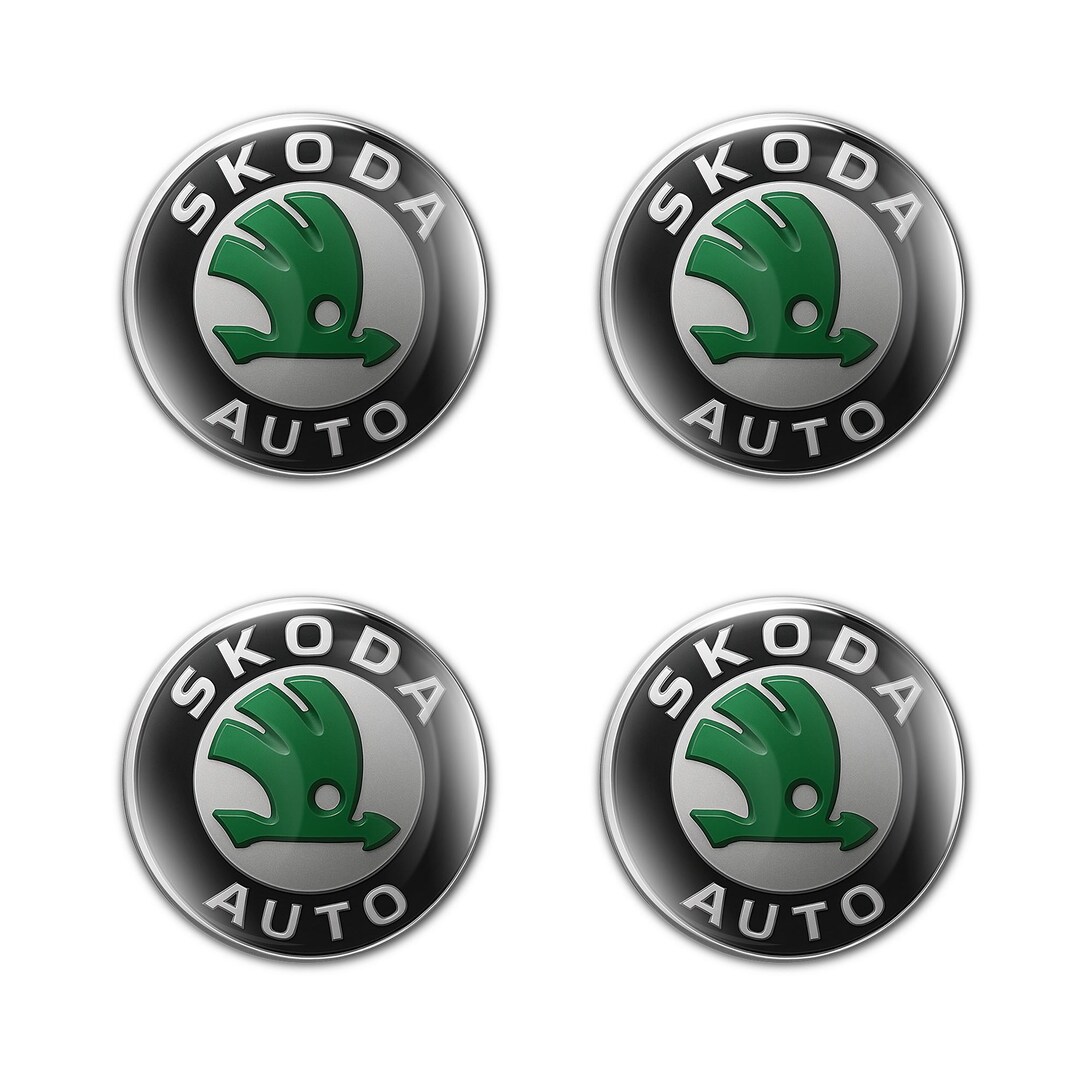 Skoda Stickers Rim Decals Glossy Wheel Center Cap Hub 4pcs Set Epoxy ...