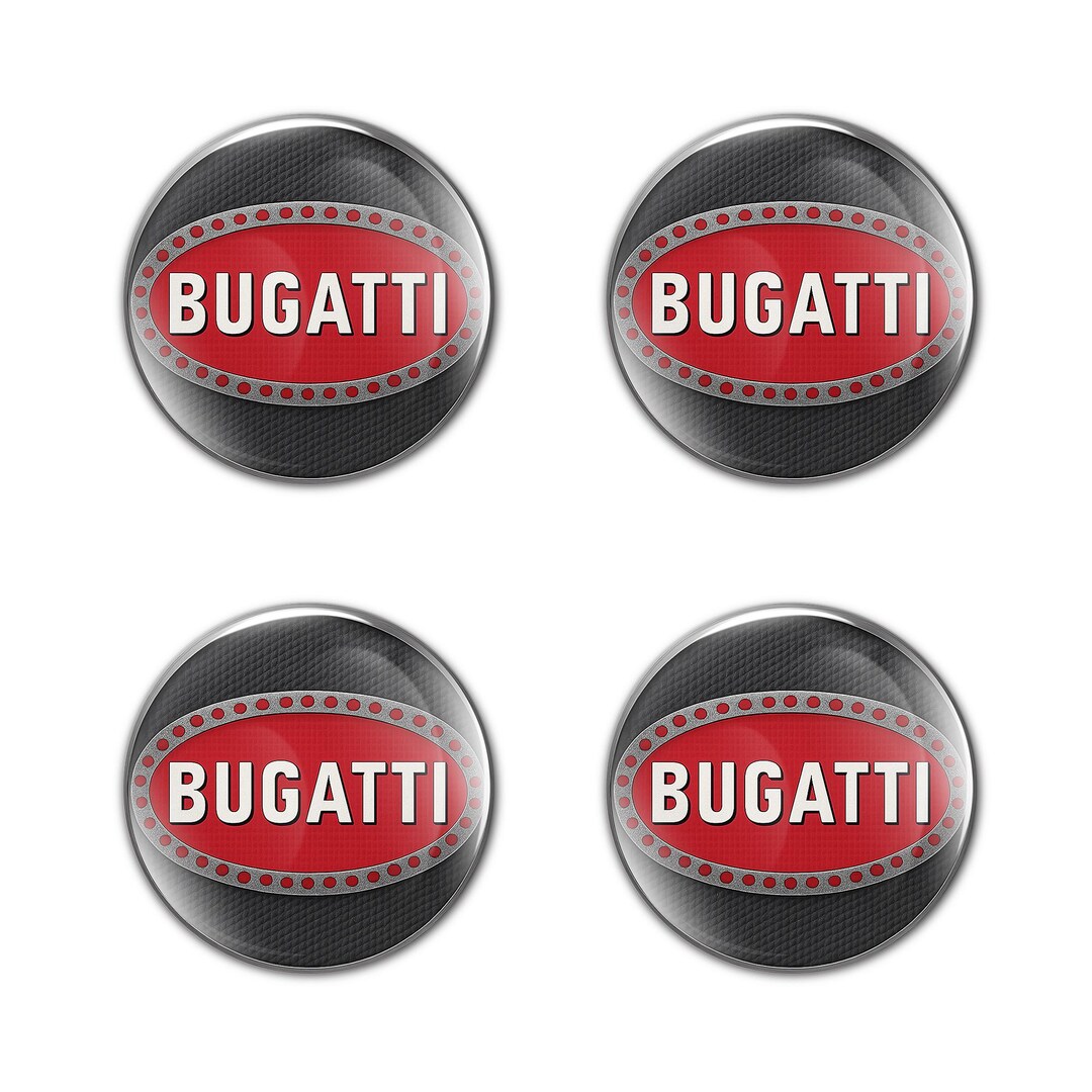 Bugatti Rim Stickers 4pcs Glossy Wheel Center Cap Hub Epoxy Resin Decal ...
