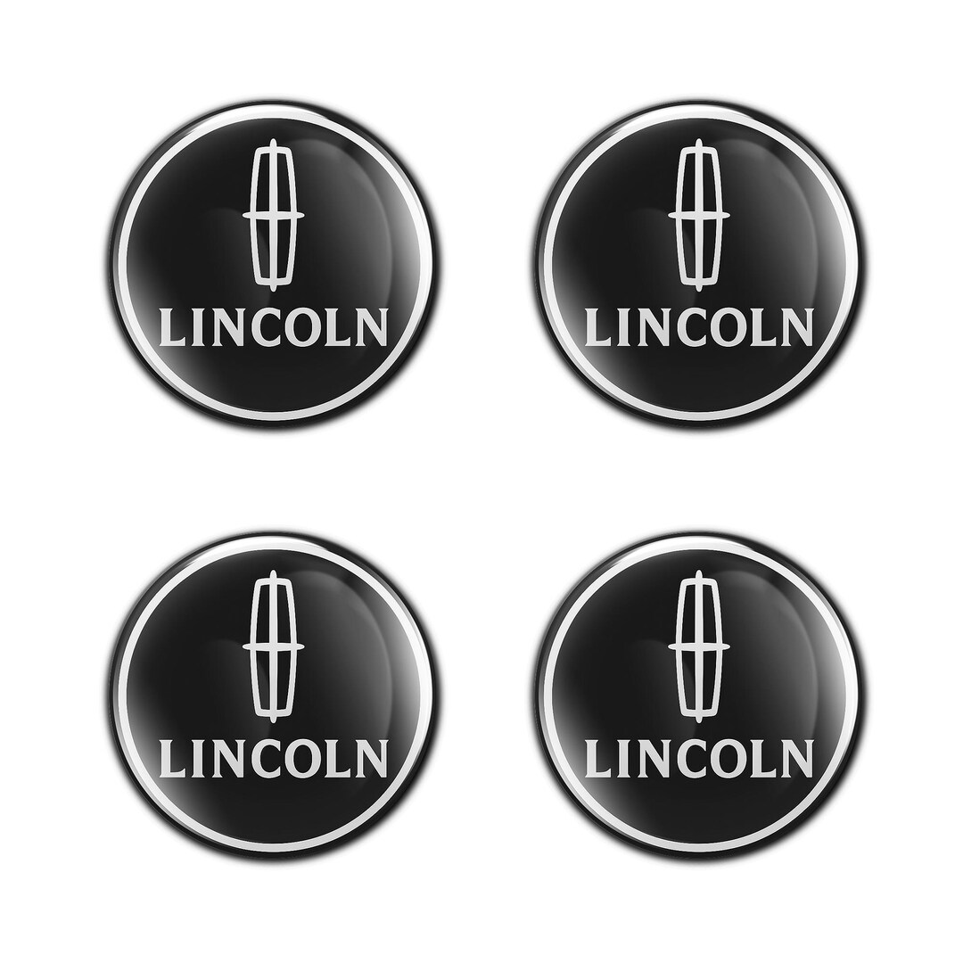 Lincoln Decals Stickers 4pcs Rim Glossy Logo Wheel Center Cap Set Epoxy ...