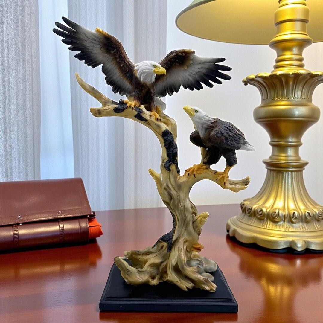Eagle Statue • Majestic Resin Bald Eagle Sculpture • Patriotic Bronze ...