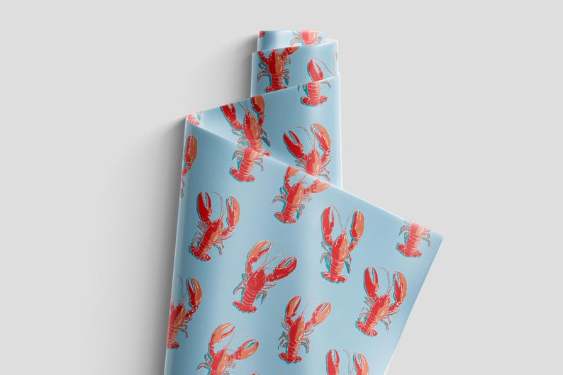 Retro Red Lobster Seamless Pattern, Coastal Nautical Digital Paper ...