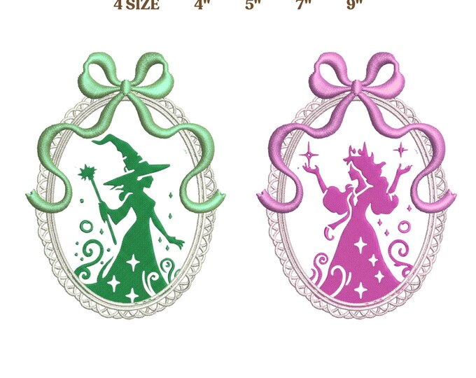 Set 2 Coquette Wicked Embroidery Design, Team Glinda Elphaba Embroidery ...