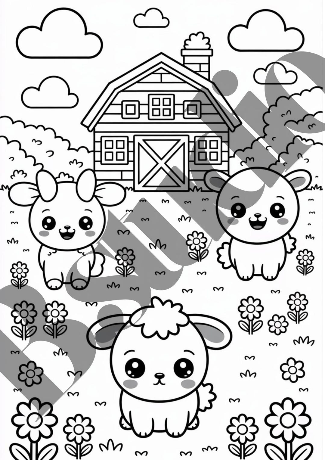 Cute Kawaii Farm Animals, 20 Coloring Pages - Etsy UK