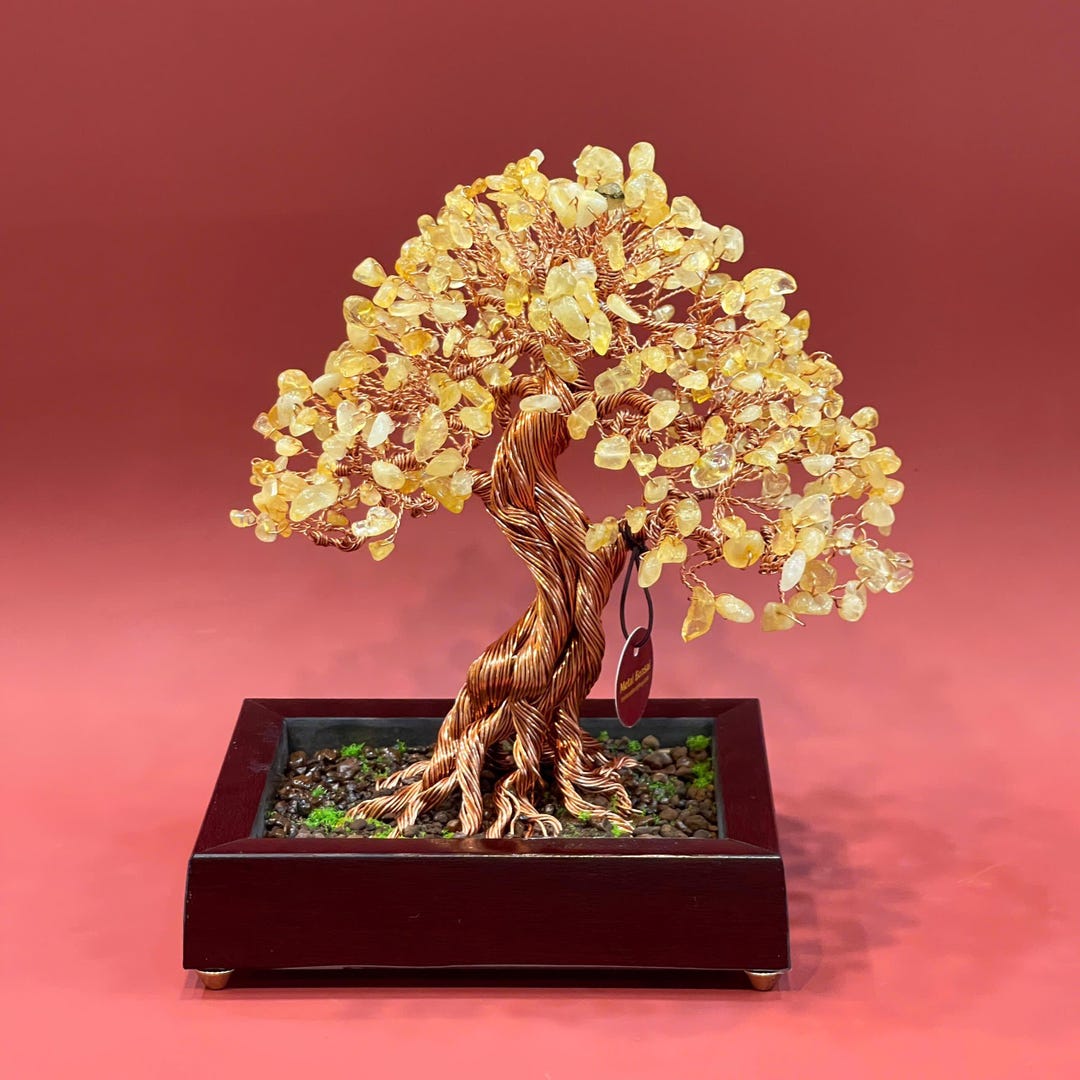 Citrine Crystal Bonsai Tree: Copper Wire Tree of Life Desk Decor - Etsy