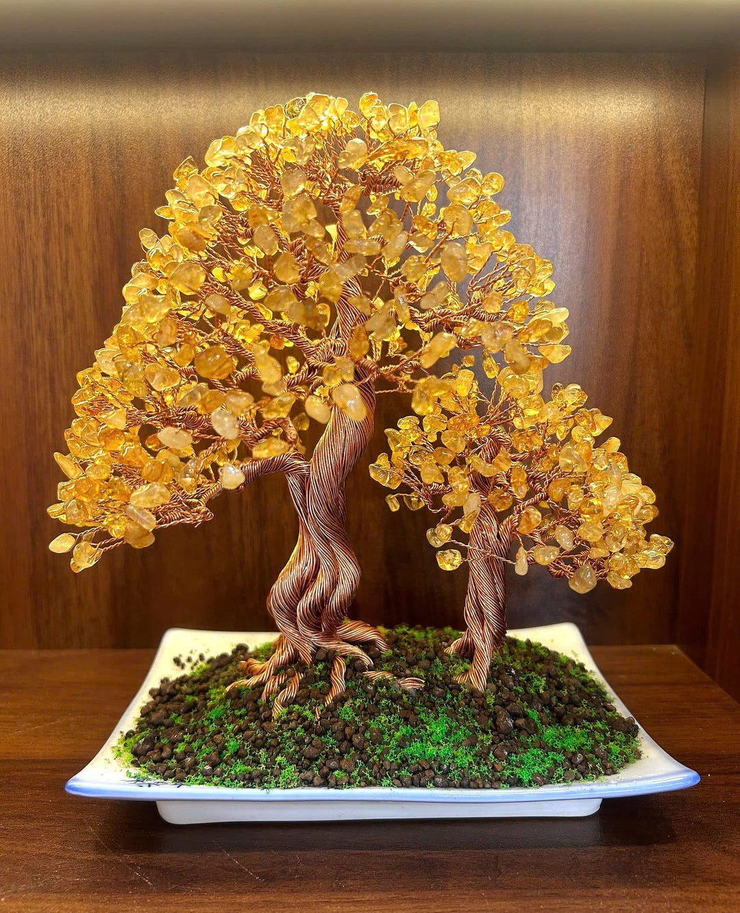 Citrine Bonsai Sculpture : Wealth Money Tree of Life Desk Decor - Etsy UK