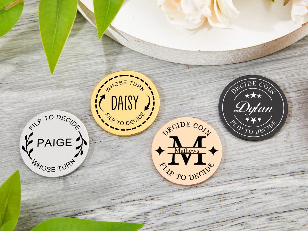Personalized Stainless Steel Decision Coin, Custom Engraved Flip Coin ...