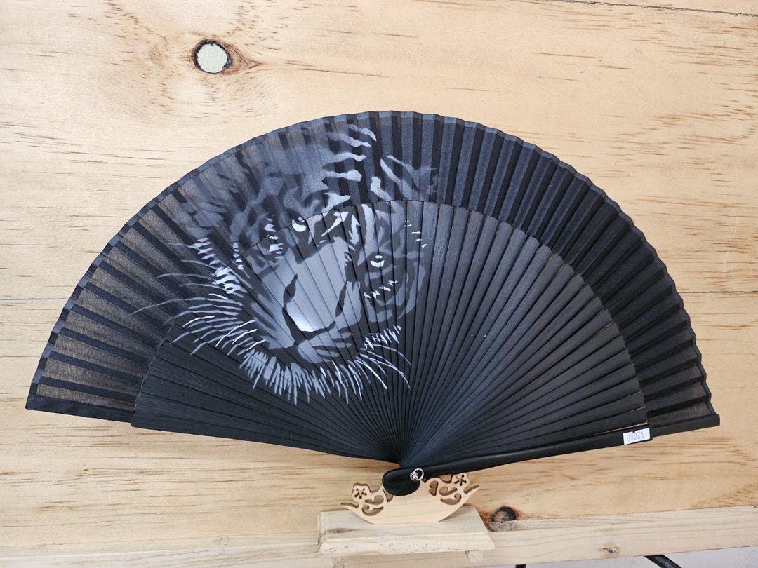 Korean Folding Fan – Tiger & Dragon Print | Traditional Bamboo Fan ...