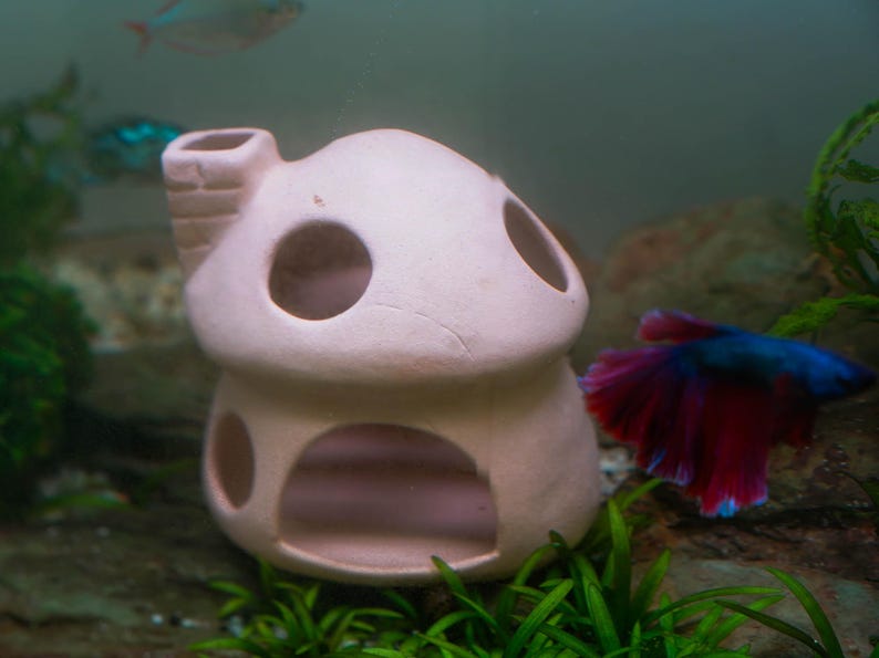 Handmade Terracotta Fish Cave | Aquarium Betta Hideout, Shrimp Shelter ...