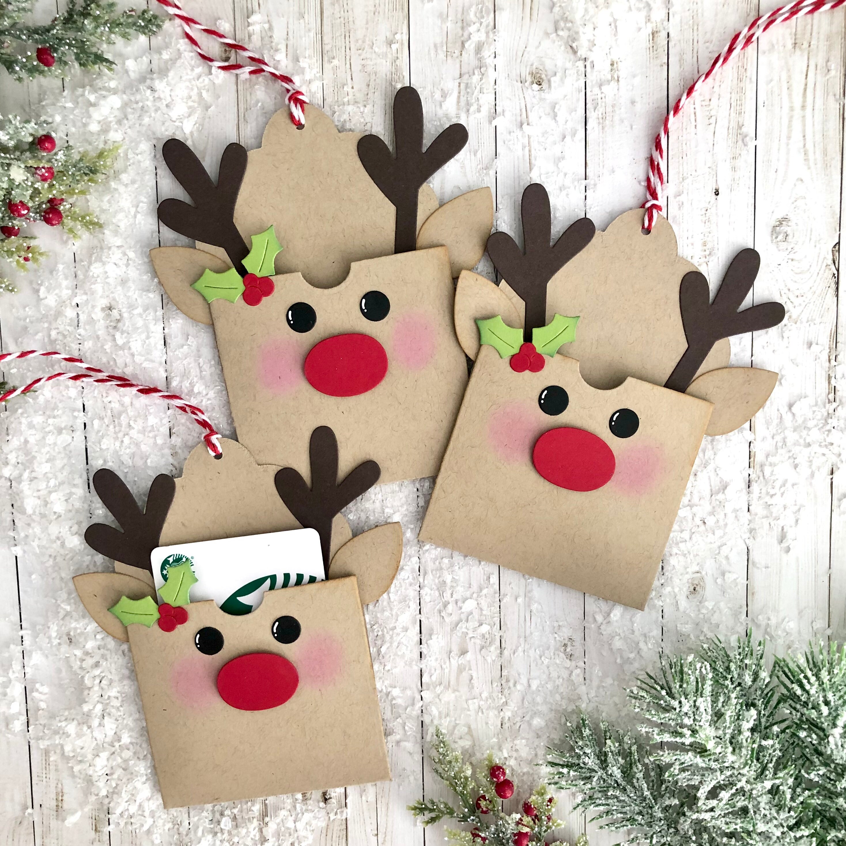 Reindeer Rudolph Christmas Gift Card Holder, Gift Card Pocket, Gift ...