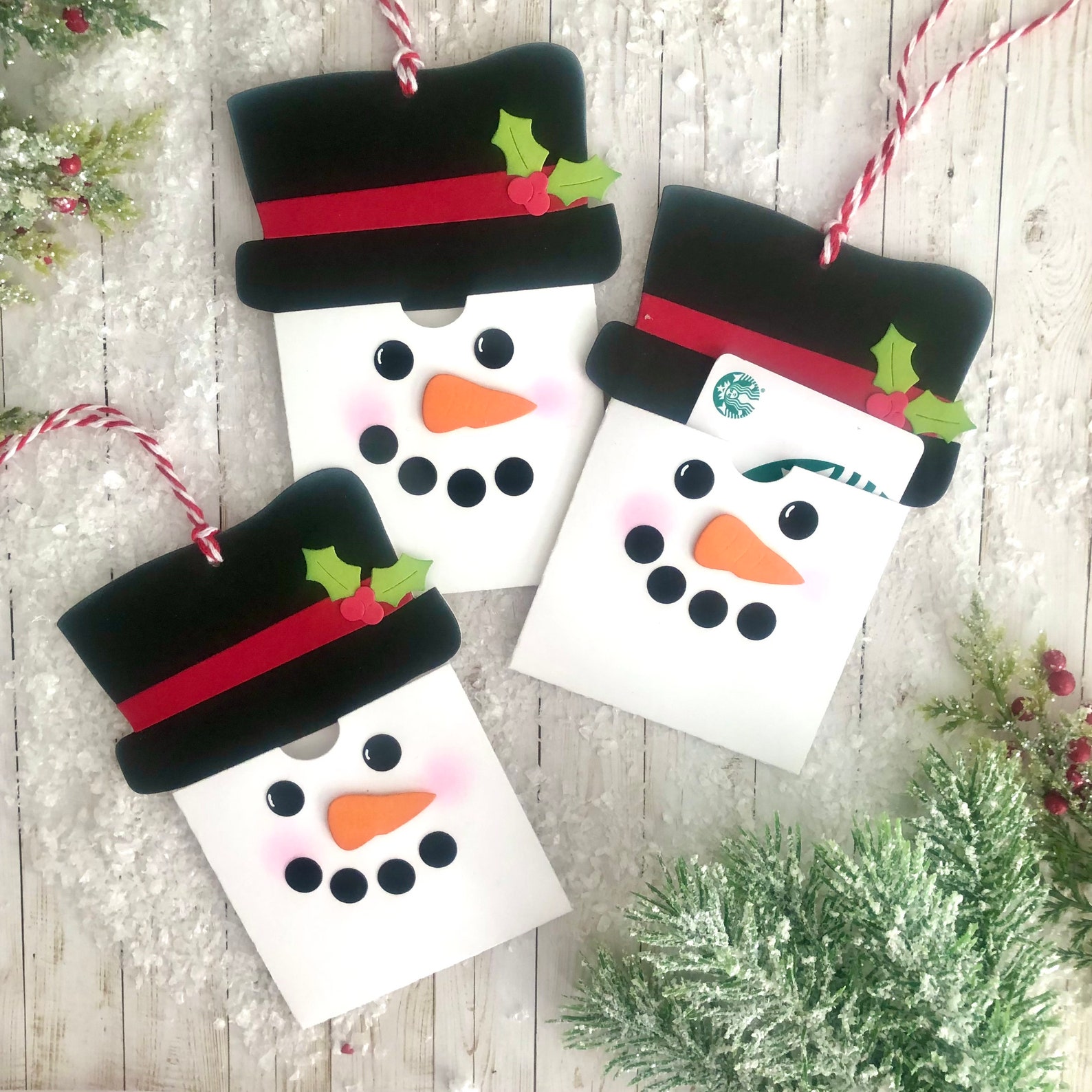 Snowman Christmas Gift Card Holder, Gift Card Pocket, Gift Card Tag ...